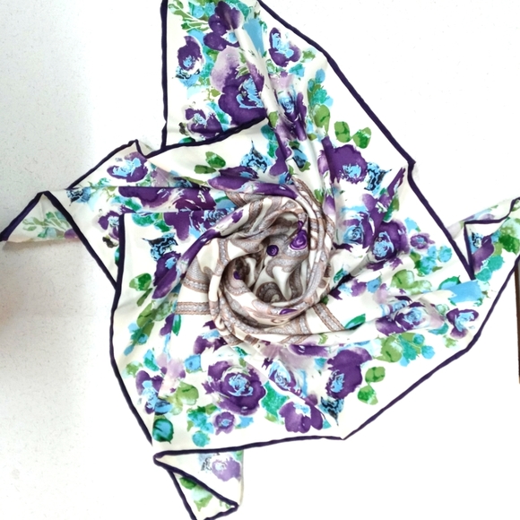 unbranded | Accessories | Scarf Purple Teal Grey Pearl Rolled Edges No ...